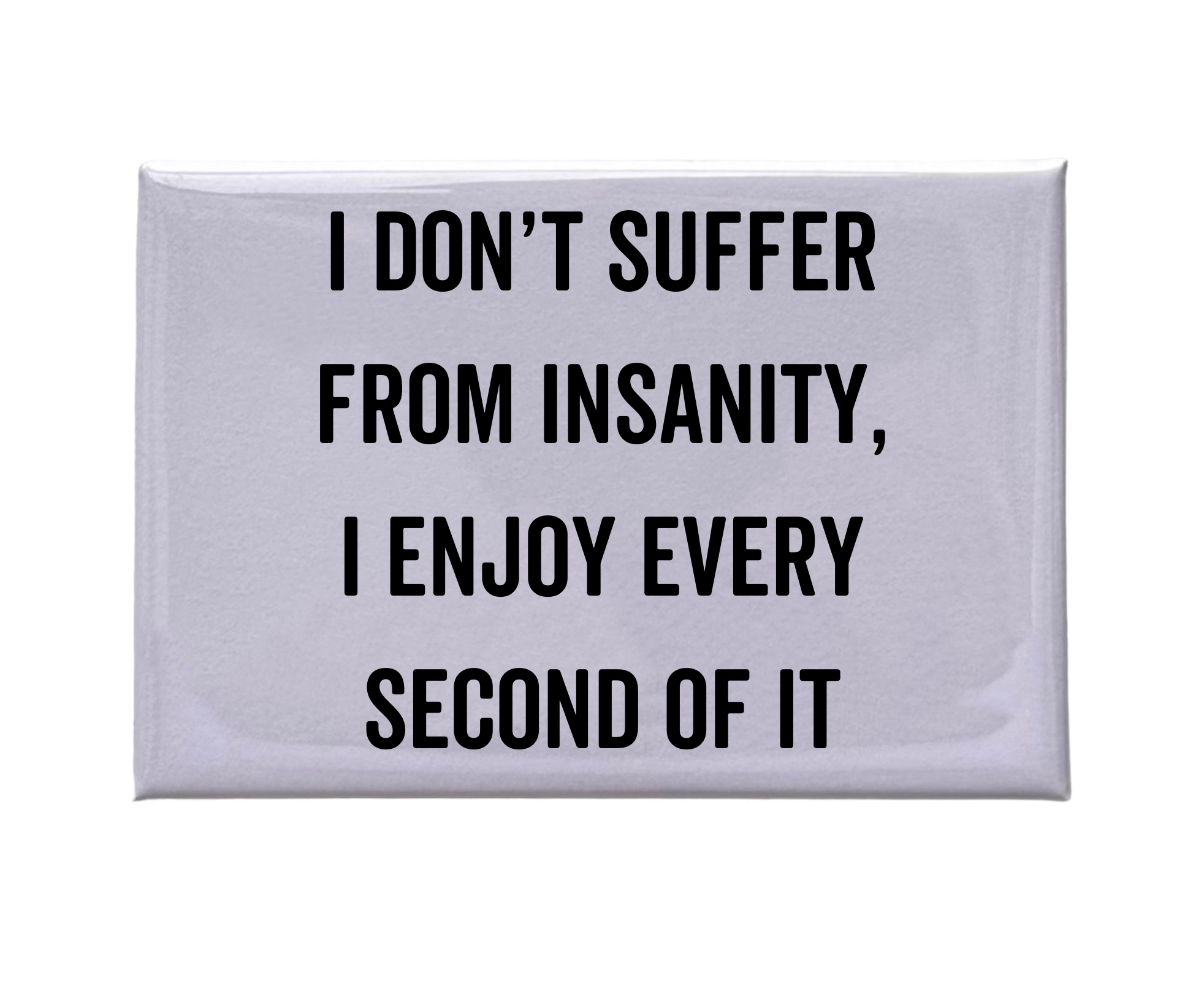 "I Don't Suffer From Insanity" White Magnet — Handmade Natural Beauty